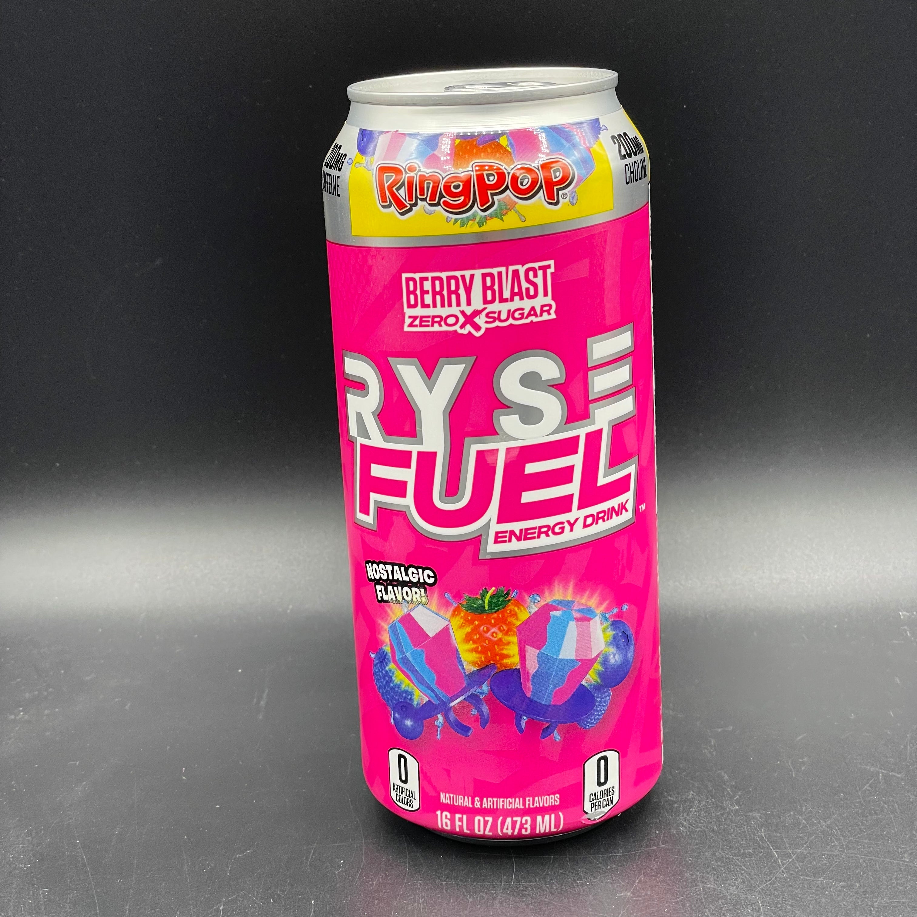 Ryse Fuel Energy Drink - Ring Pop, Berry Blast Flavour. Zero Sugar 472