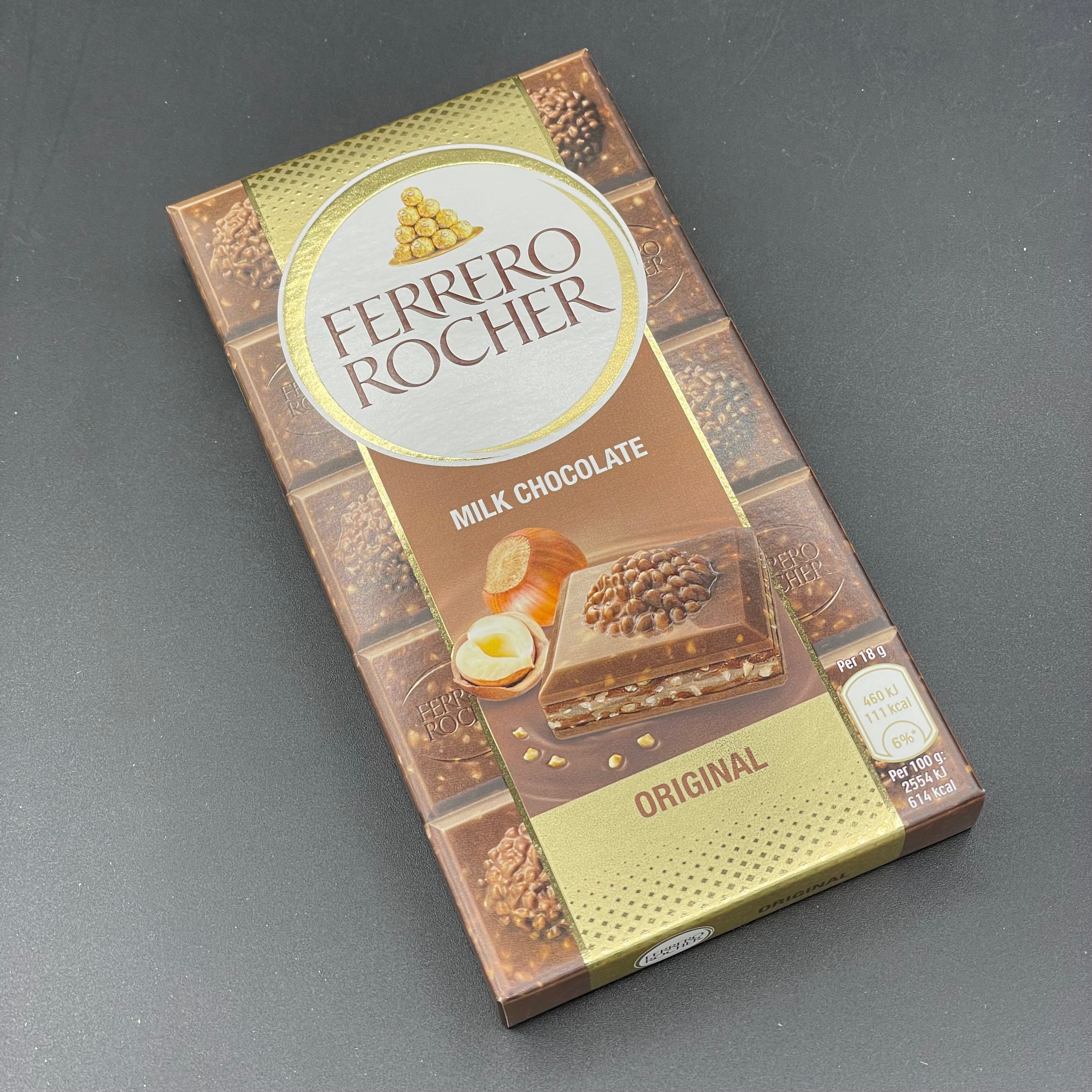 Ferrero Rocher Milk Chocolate Block - Original. Milk Chocolate Bar wit
