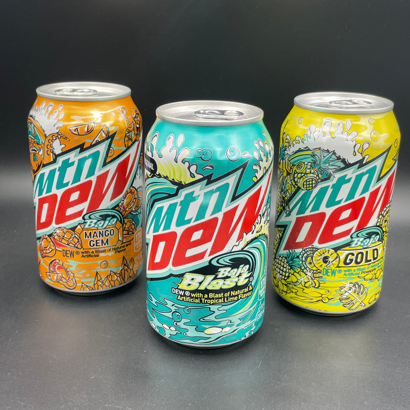 SPECIAL MTN DEW Baja Blast 3-PACK! Including Baja Blast, Baja Mango Ge